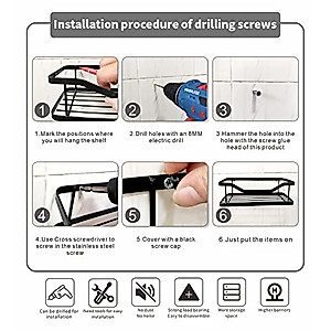 ZHIDENGWJ 3-Pack Shower Caddy Basket Shelf with Soap Holder No Drilling Adhesive Shelves Bathroom Basketfor Inside Shower & Kitchen Storage Stainless Steel - Black