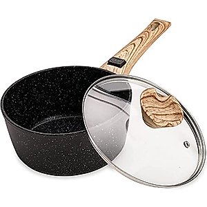 DRICKATE Saucepan with Lid, Nonstick Sauce Pan 2-Quart for All Stove Top, Small Pot for Milk, Soup, Induction Compatible