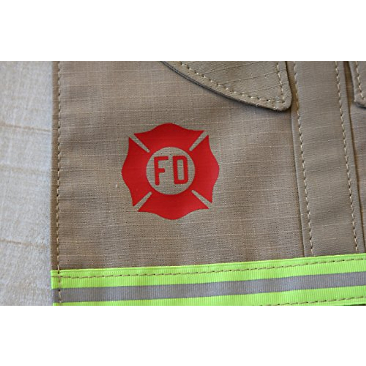 FIS Firefighter Personalized Tan Baby Burp Rag and Bib Set