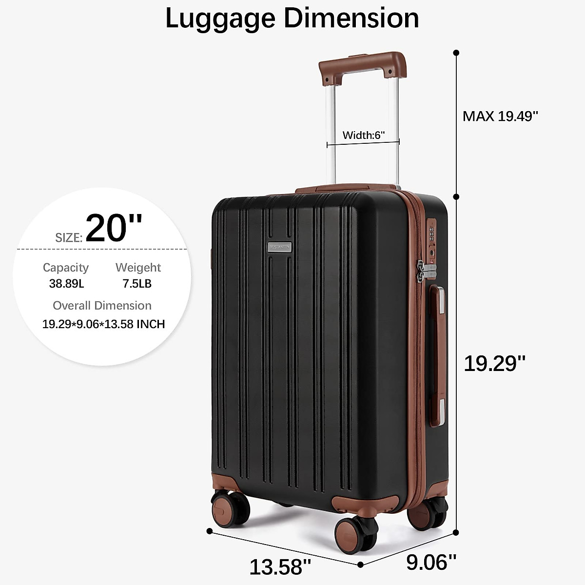 BOSTANTEN 20 inch Carry On Luggage Airline Approved ＆ Genuine Leather 15.6 inch Laptop Backpack Casual Backpack Travel Bag