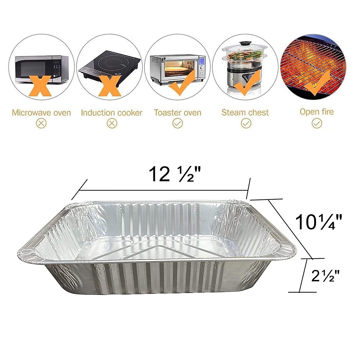 Waytiffer Aluminum Pans 9x13 Disposable Foil Pans (10 Pack) Half Size Deep Steam Table Pans Extra Thick for Baking, Cooking, Roasting, Heating, Serving & Lining Steam-Table Trays