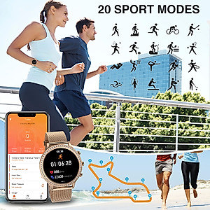 Lefitus Women's Smart Watch(Call Receive/Dial), Fitness Tracker Waterproof Smartwatch for Android iOS Phones with 1.32" HD Full Touch Screen AI Voice Control Heart Rate Sleep Monitor Pedometer