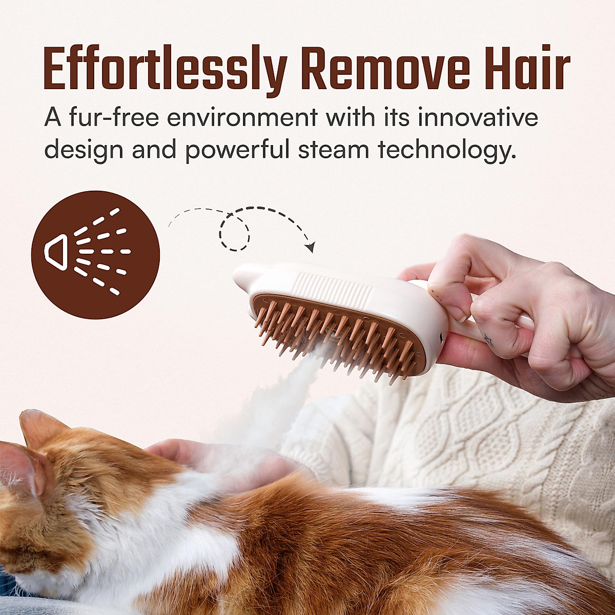 Cat Steam Brush - 2024 New Rechargeable 3-in-1 Hair Comb Self-Cleaning Pet Grooming Tool for Long and Short Hair Cats and Dogs, with Steamy Massage Shedding Relief