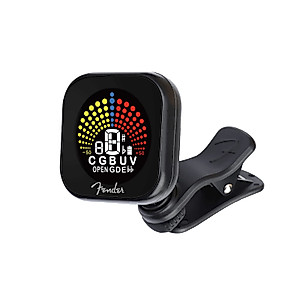 Fender Flash 2.0 Guitar Tuner Clip On, Rechargeable Guitar Tuner for 6 Strings, Battery and Micro USB Audio Charger Included, 4x3x2 Inches, 1 Count,Black