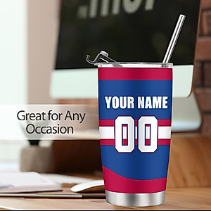 Custom Buffalo Tumbler 20oz Stainless Steel with Lid & Straw Personalized Football Fans Gifts for Women Men Coffee Travel Insulated Mug Cup Add Name Number
