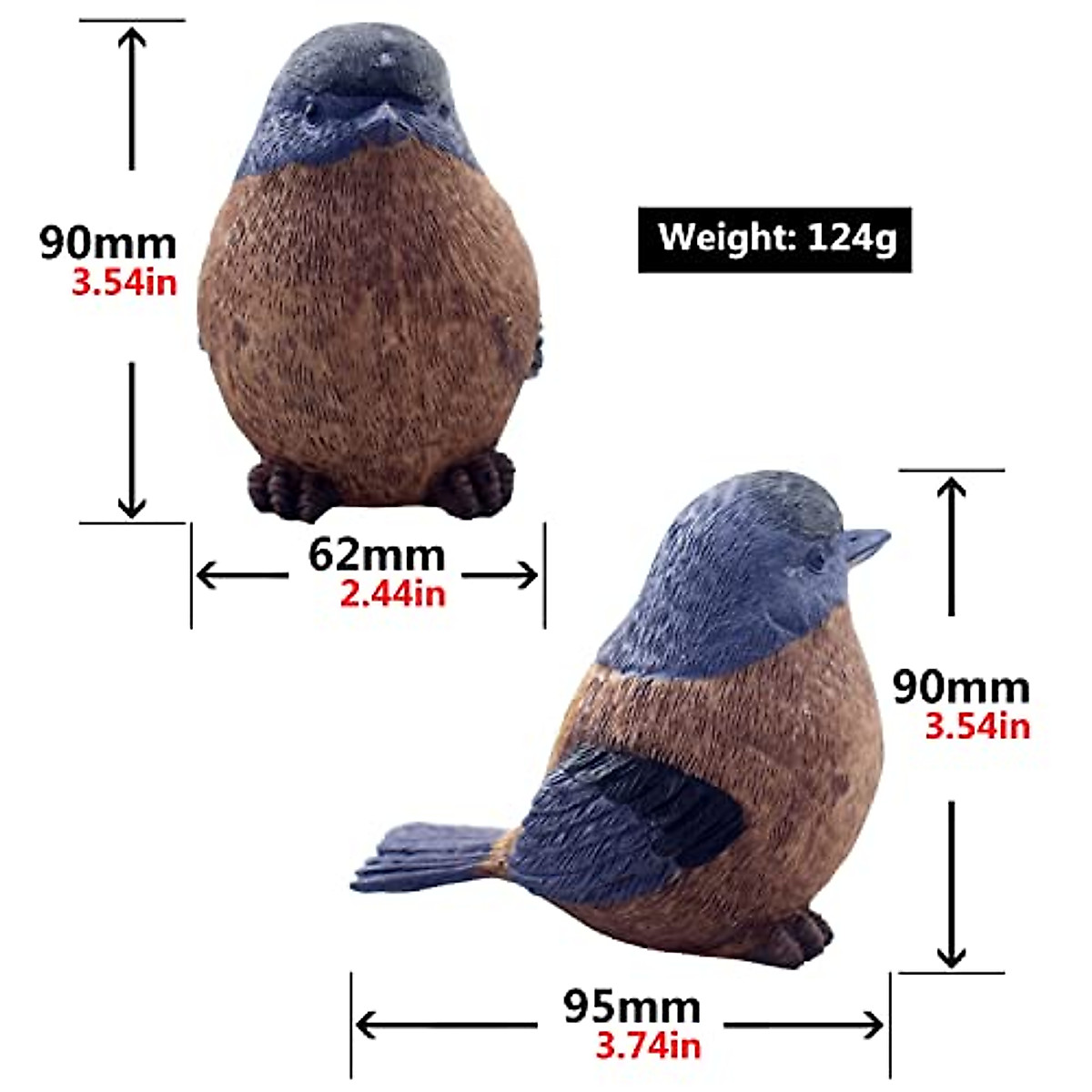 PUOO 3 Pieces Garden Birds Statues,Lawn Decorated Bird Figurine,Indoor Home Decor Resin Bird,Outdoor Patio Garden Tree Decoration Statue (Set 2)