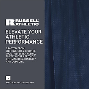 Russell Athletic Men's Mesh Pocket Short, Navy, X-Large
