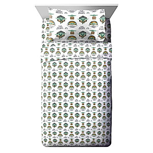Jay Franco Star Wars The Mandalorian Twin XL Sheet Set - 3 Piece Set Super Soft and Cozy Kid's Bedding Features Baby Yoda Grogu - Fade Resistant Microfiber Sheets (Official Star Wars Product)