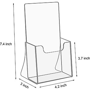 NIUBEE Acrylic Brochure Holder for 4’’ Trifold Pages, 50% Thicker Countertop Acrylic Literature Holder Plastic Flyer Display Stand for Magazine, Pamphlet, Booklets, Menu, Journals, 2 Pack