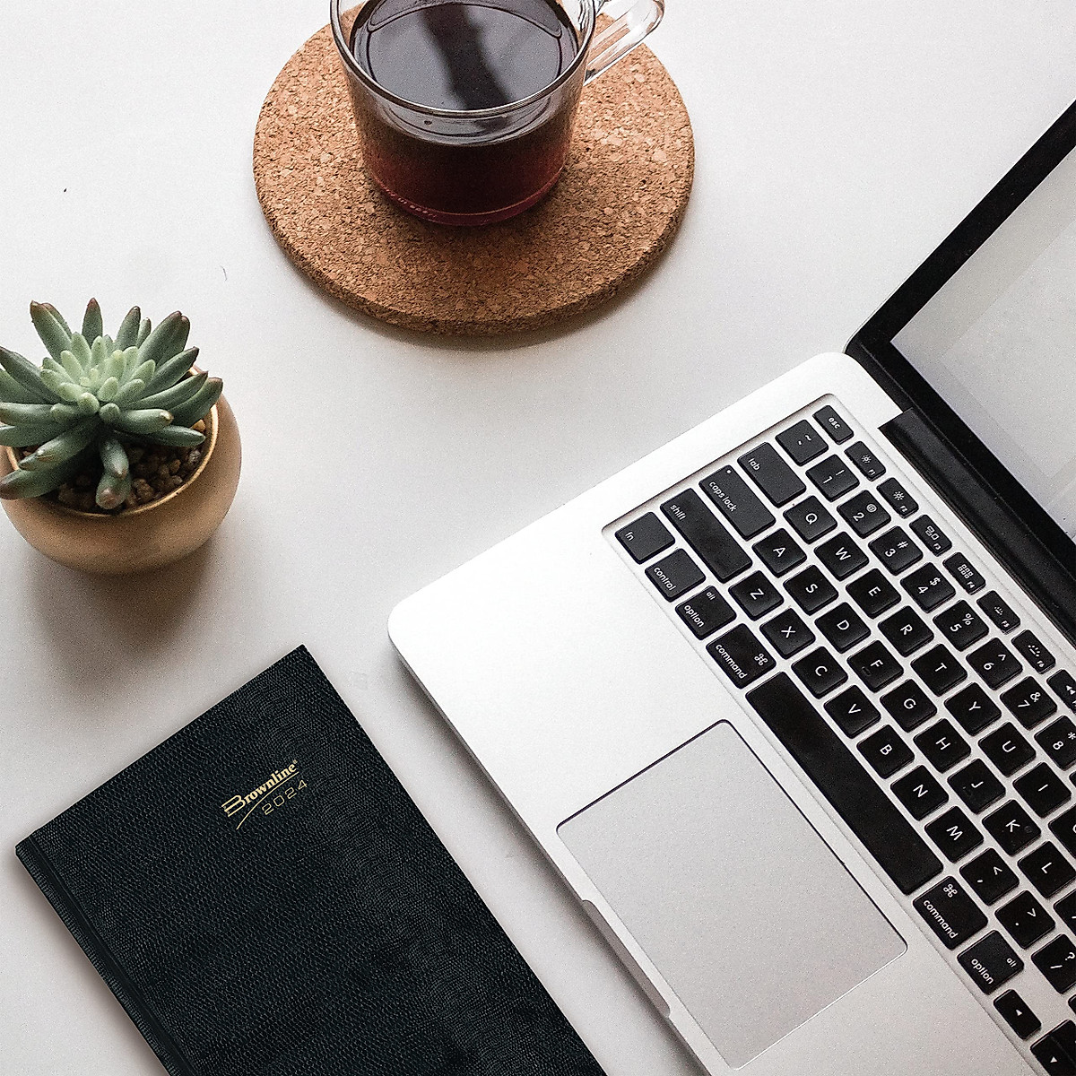 Brownline 2024 Traditional Daily/Monthly Planner, Untimed Journal, 12 Months, January to December, Perfect Binding, 7.5" x 5", Black (CB387.BLK-24)