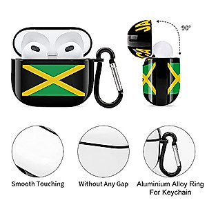 Flag of Jamaica Printed Bluetooth Earbuds Case Cover Compatible for Airpods 3 Protective Storage Box with Keychain