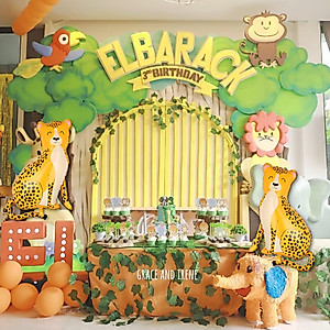 Giant Leopard Foil Balloons Jungle Safari Animal Birthday Party Decorations Mylar Balloon For Boy Kids Wild One Theme Birthday Party Decor Baby Shower Zoo