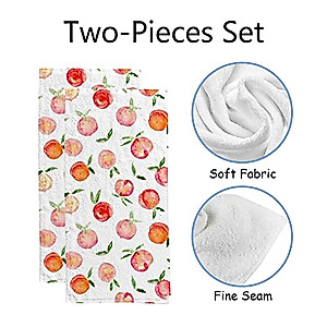 Vantaso Watercolor Peaches Fruit Hand Towels Set for Bathroom Kitchen Towels Microfiber Bath Towel Absorbent Dish Fingertip Towel for Guest Gym Spa and Bar 30 x 15 inch