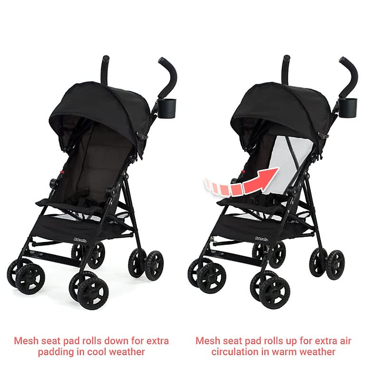 Kolcraft Cloud Lightweight Umbrella Stroller with Large Sun Canopy, Black