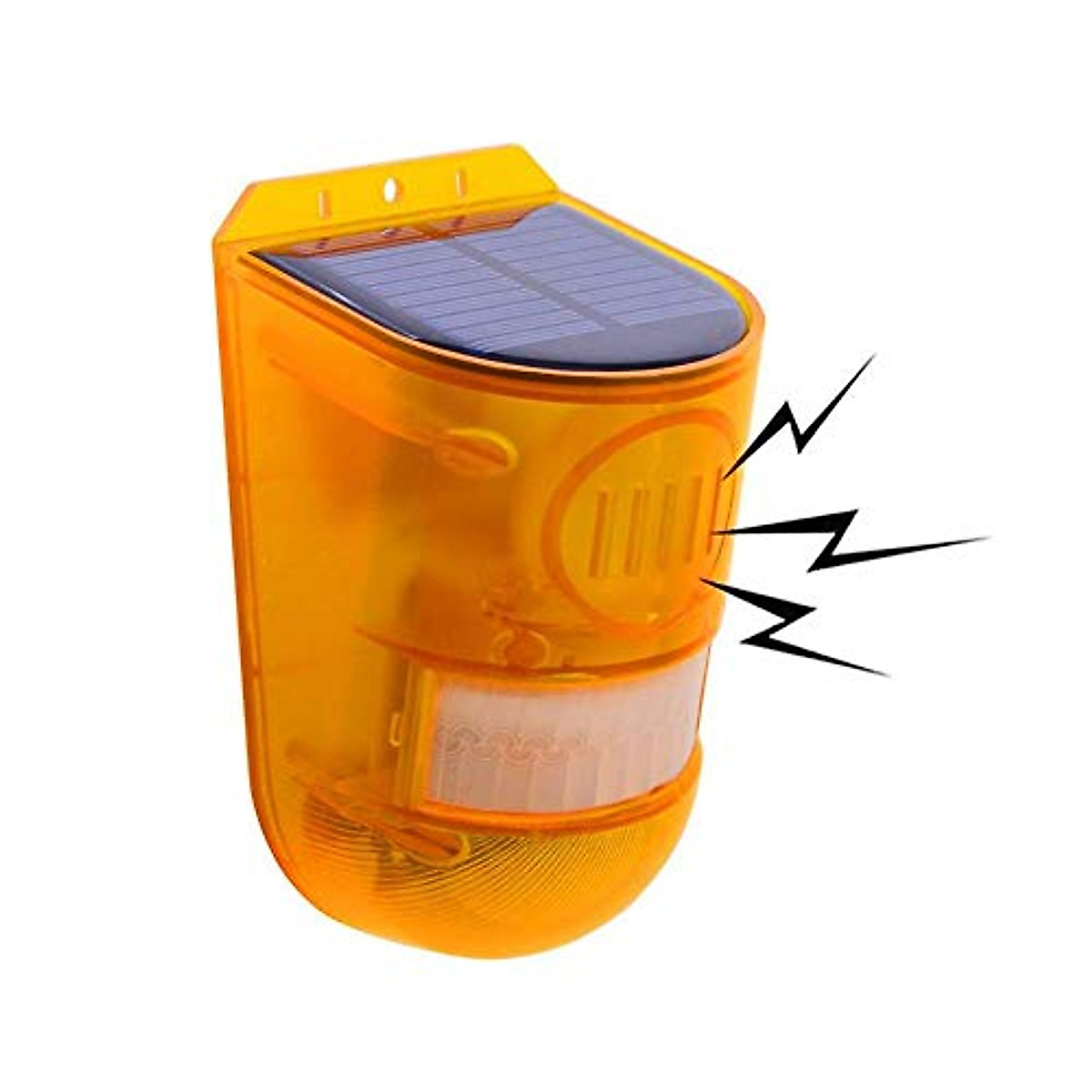 Aolyty Solar Motion Sound Alarm LED Strobe Warning Red Light Security Outdoor Keep Animal Away for Home Warehouse Farm (Yellow Lampshade)