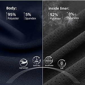 Pudolla Men's 2 in 1 Running Shorts 7" Lightweight Workout Athletic Gym Shorts for Men with Zipper Pockets(Navy Medium)