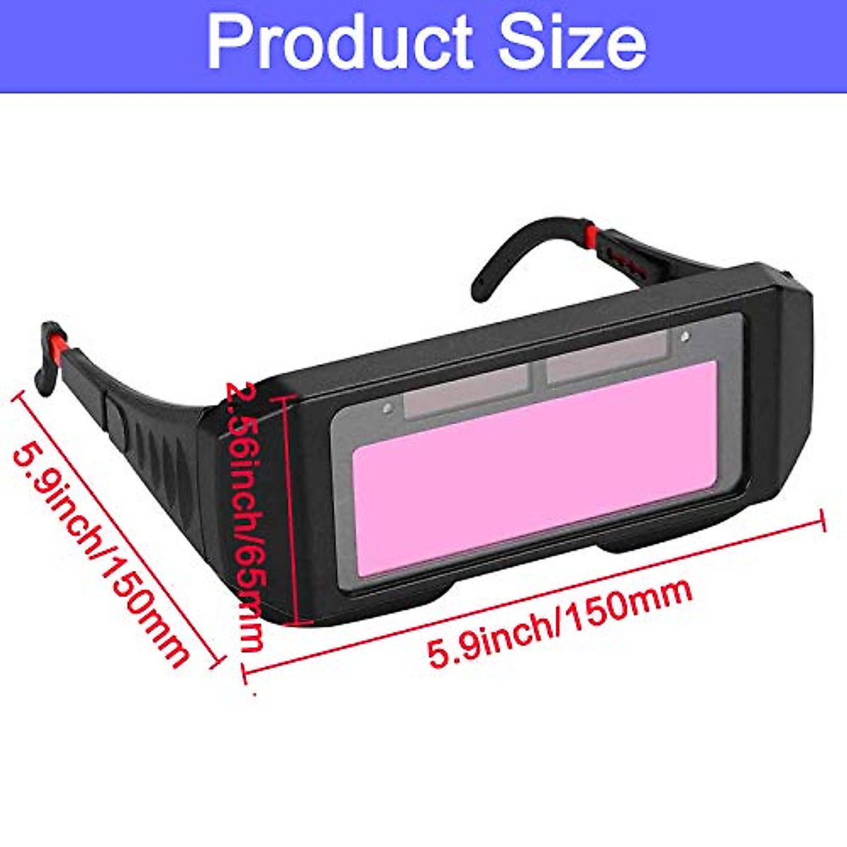 Welder Glasses, Solar Auto Darkening Welding Goggles Safety Protective Welder Mask Helmet with Adjustable Shade Eye Protection PC Anti-glare Glasses for Welder or DIYer Black