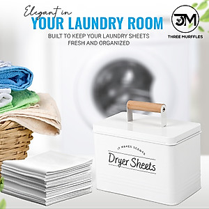 Three Murffles | Dryer Sheet Holder | White Dryer Sheet Dispenser | Laundry Room Organization and Storage Containers | Farmhouse Laundry Room Decor and Accessories | Cute Laundry Organization