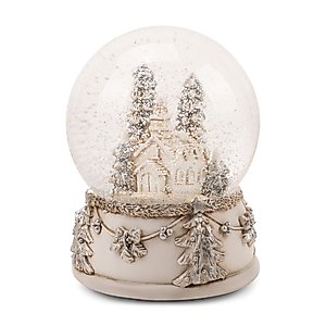 NAT & Jules Beautiful Snowy Church & Pine Tree Scene 6 x 4 inch Musical Glitter Snow Globe: Plays Tune We Wish You A Merry Christmas - Perfect Accent Décor for The Holidays or Everyday, Church Scene