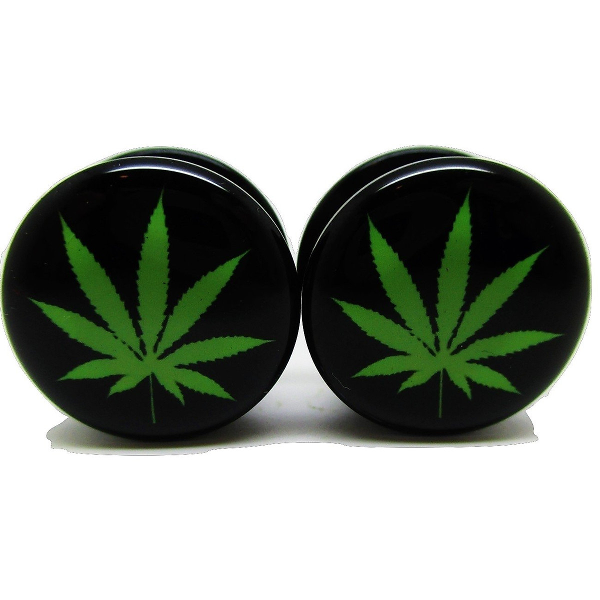 Pierced Republic Pot Leaf Marijuana Ear Plugs - Acrylic Screw-On - New - 8 Sizes - Pair (00 Gauge (10mm))