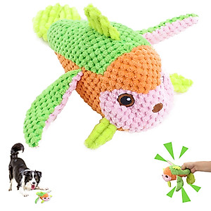 Cute Paws Cotton Plush Squeaky Dog Toys, Interactive Dog Chew Toys, Stuffed Puppy Chew Toys for Teeth Cleaning, Small,Middle,Large Dogs,Fish