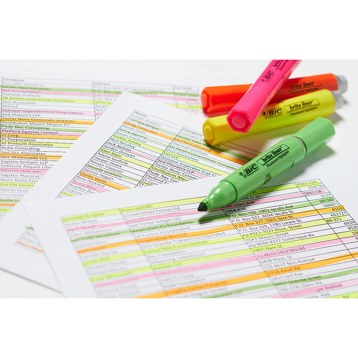 BIC Brite Liner Highlighter with Rubber Grip, Chisel Tip, Assorted, Pack of 4 - BLMGP41-A-AST