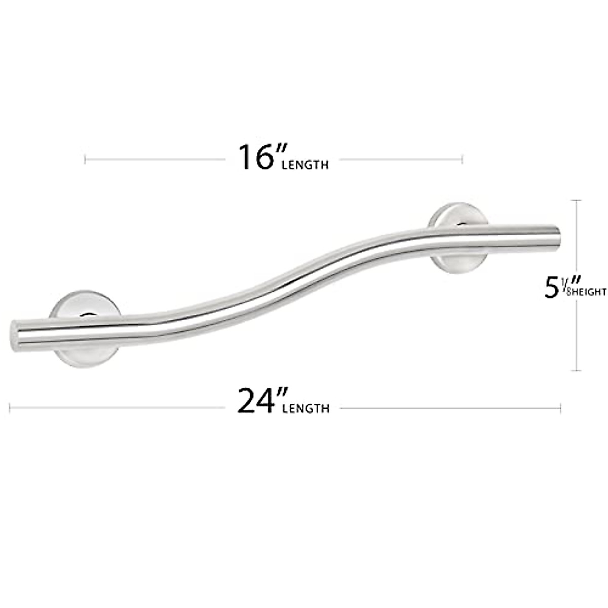 Seachrome 24 inch Bathroom Wave Grab Bar Satin Finish