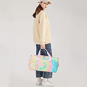 Abshoo Sports Gym Bag for Girls Teen Weekender Carry On Women Travel Duffel Bag with Shoe Compartment (Tie Dye C) Medium