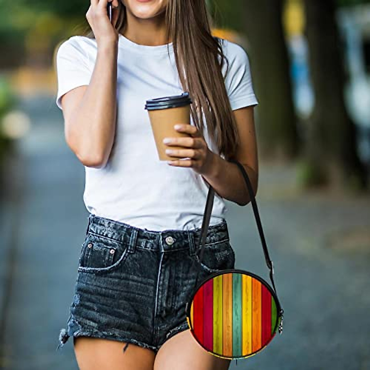 NigelMu Crossbody Bags for Women,retro colorful wood pattern,Travel Bag Purses and Handbags Shoulder Bag Messenger Bag