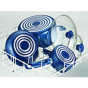 T-fal B037S264 Excite ProGlide Nonstick Thermo-Spot Heat Indicator Dishwasher Oven Safe 8 Inch and 10.5 Inch Fry Pan Cookware Set, 2-Piece, Blue