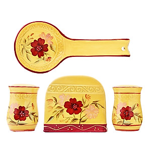 Tuscan Collection English Garden Deluxe Hand-Painted Ceramic Table Top Set, 84625/28 by ACK