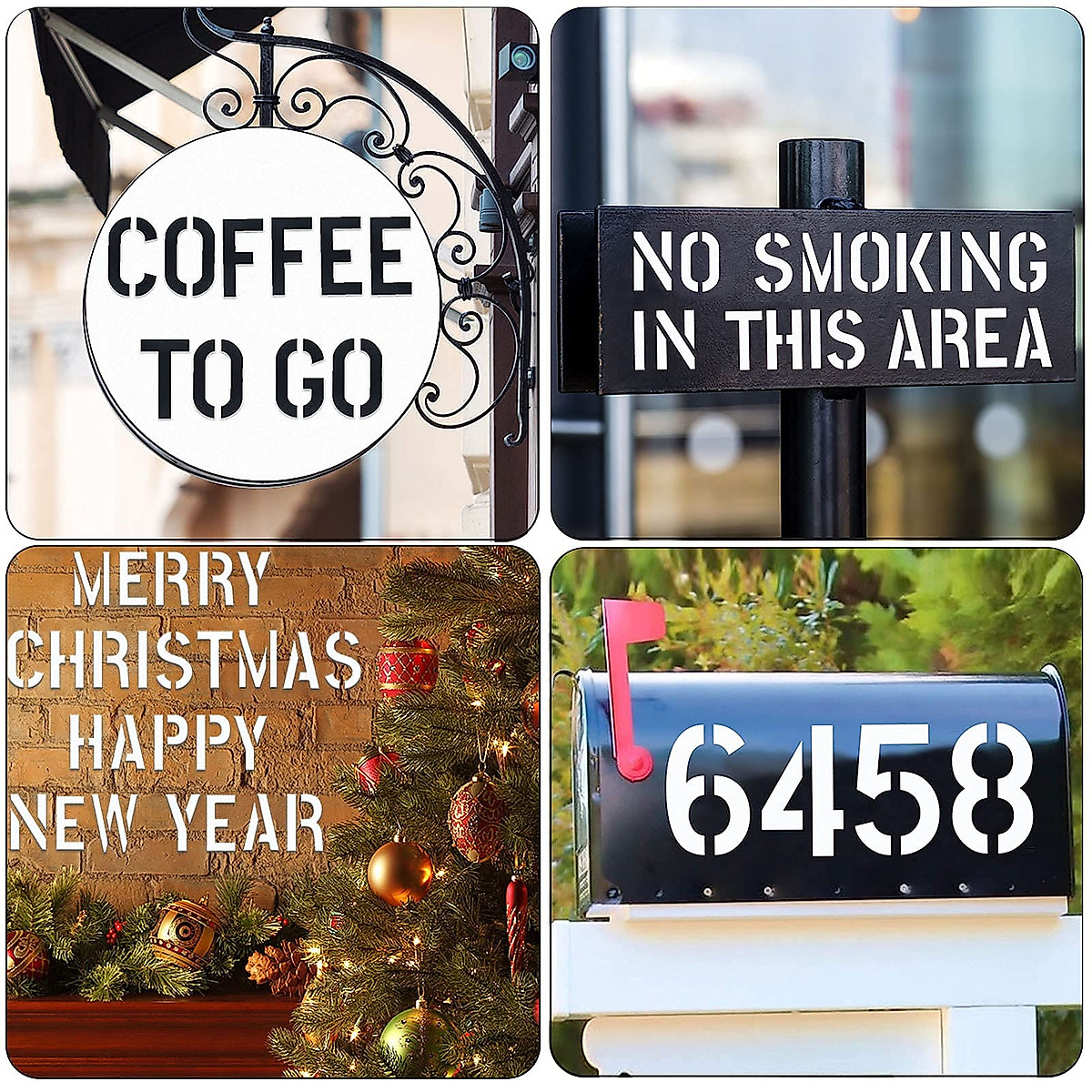 2 Inch Letter Stencils Symbol Numbers Craft Stencils, 42 Pcs Reusable Alphabet Templates Interlocking Stencil Kit for Painting on Wood, Wall, Fabric, Rock, Chalkboard, Sign, DIY Art Projects