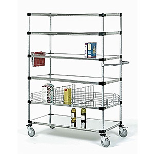 Omega 24" Deep x 42" Wide x 69" High 6 Tier Stainless Steel Solid Mobile Shelving Unit with 1200 lb Capacity