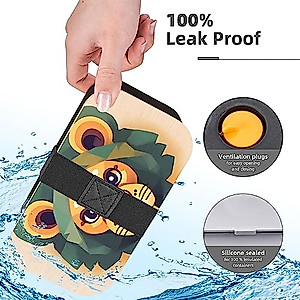 Cartoon Lion Adult Lunch Box, Bento Box, With Cutlery Set Of 3, 2 Compartments, Rectangular, Lunch Box For Adults