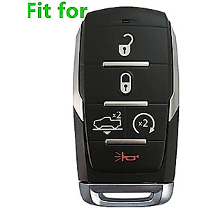 Silicone Smart Key Fob Cover Remote Case Keyless Protector Jacket for Dodge 2019-2022 Ram 1500 Pickup 68291690AB/AC/AD Black