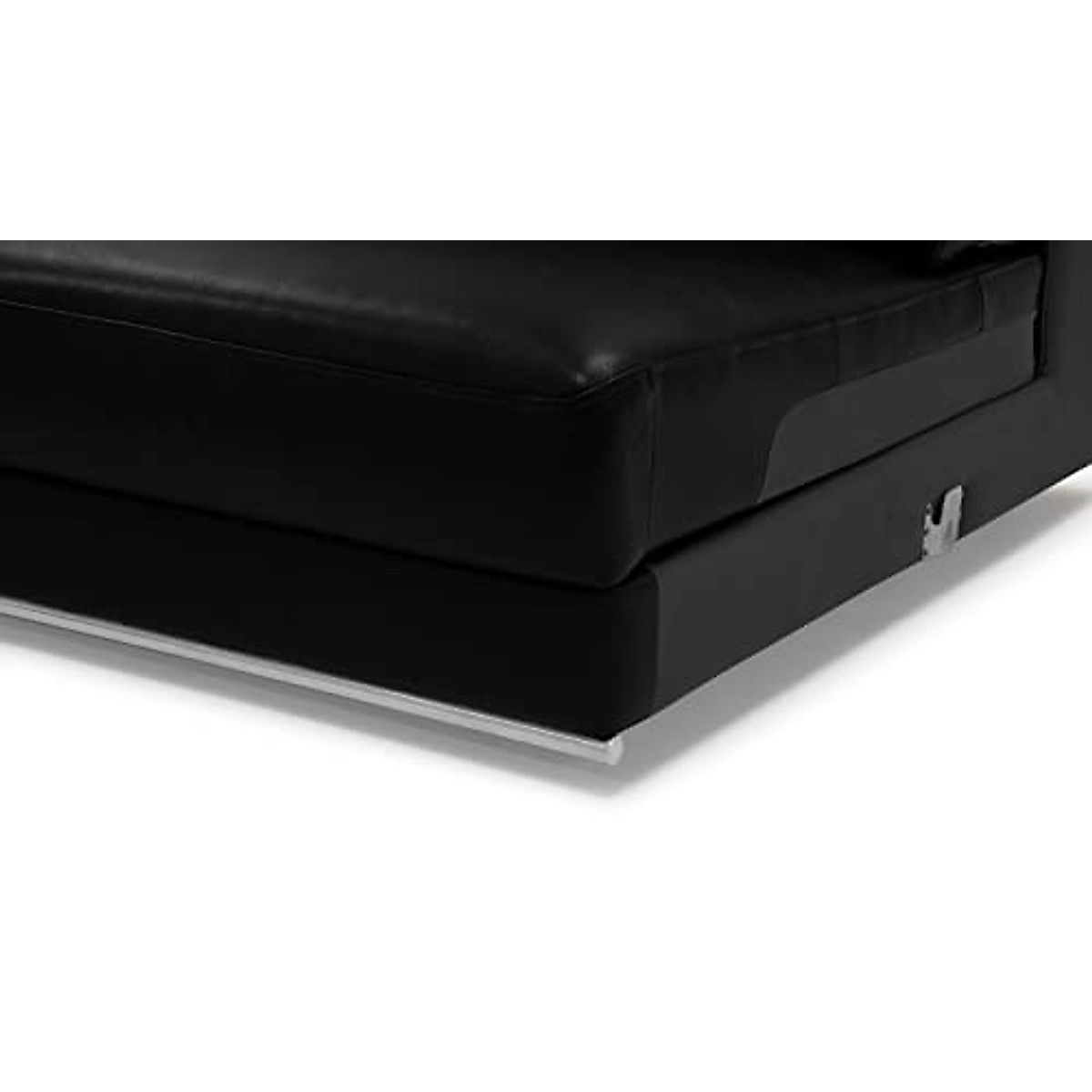 Zuri Furniture Wynn Black Leather Sectional Sofa with Adjustable Headrests - Right Chaise