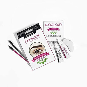 1000 Hour Professional Formula Brow Color Kit - Defined Brows with a Long-Lasting Formula with Eyebrow Mascara - Brow Gel for Stunning Brows that Last Up To 6 Weeks w/ 12 Applications - Natural Black