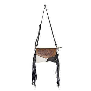 Myra Bag Women's Anam Cara Hair-On Hide Hand-Tooled Fringe Black One Size