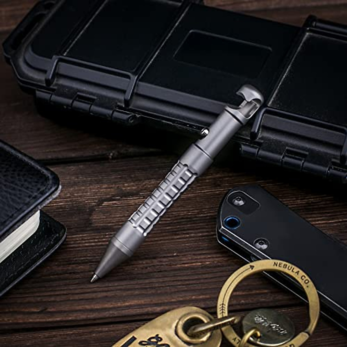 TISUR Titanium Ballpoint Pen, Mini Bolt Action Pen, Small Pocket Size Keychain Pen With Titanium Key Ring, Office gifts for Men & Women (Pen/78mm)
