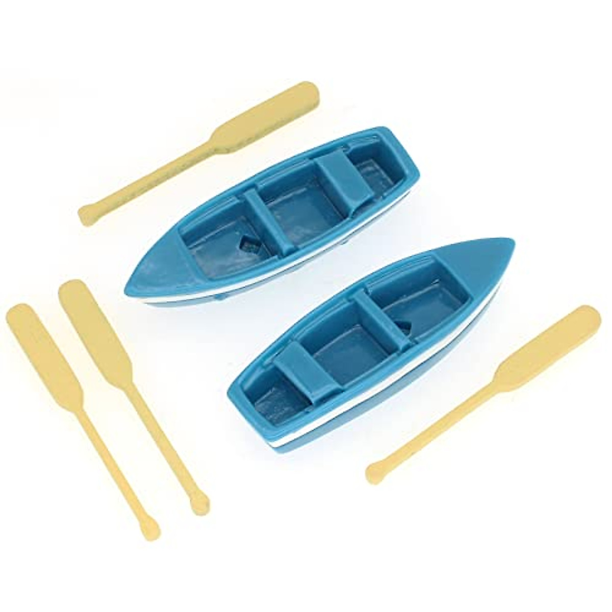 4 Pack Miniature Rowboat Little Resin Boat Canoe Model with Oars for Fairy Garden Home Decoration [FDXGYH]
