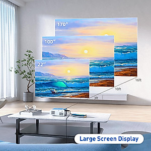 Mini Projector for iPhone, DZA Outdoor Movie Projector Supports 1080P with Synchronize Smartphone Screen, Portable Projector for Home Theater Compatible with iOS/Android/PC/TV Stick, and HDMI/USB