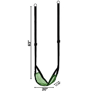 Indoor and Outdoor Patio Playground Kids Fun Hanging Mesh Fabric Tree Swing with Adjustable Strap (Green)