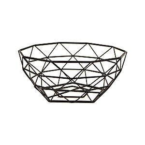 AQ Modern Geometric Wire Fruit/Produce Basket, Centerpiece Bowl for Kitchen Countertop, Living or Dining Room Table - Matte Black