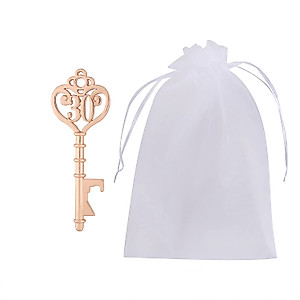 XIUSHE 30 PCS Rose Gold Key Bottle Opener 30th Birthday Souvenirs Party Decor or 30th Gold Wedding Anniversary Party Gifts 30 Birthday Party Favors for Guests Party Supplies (Rose Gold 30)