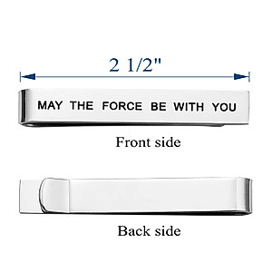 May The Force Be with You Tie Clip Star Wars Fan Gift Funny Gift Stainless Steel Polished Finish Tie Clips Men Women