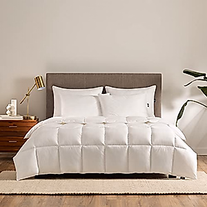 Serta Down Illusion Lightweight Hypoallergenic Down Alternative Comforter with Corner Loops, Full/Queen, White