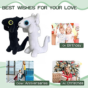 TQJOUJOU Dancing Toothless Plush, 10 inch Black and White Toothless Plush, Adorable Anime Stuffed Animals Toys Pillow for Kids and Fans Easter Birthday Gift