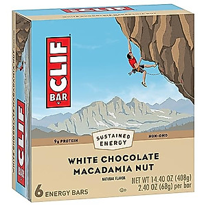 Clif Bar - White Chocolate Macadamia Nut Flavor - Made with Organic Oats - 9g Protein - Non-GMO - Plant Based - Energy Bars - 2.4 oz. (6 Pack)