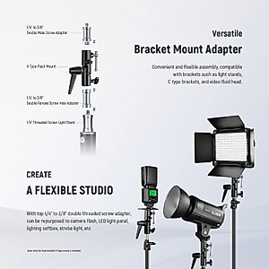 NEEWER Camera Flash Bracket H Type Mount with Umbrella Softbox Holder, 180° Swivel Adjustable Metal Light Stand Adapter with 1/4" to 3/8" Screw Adapter for Speedlite LED Light Stand Tripod (2 Pack)