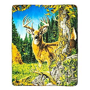JPI Fleece Throw Blanket - Find 9 Deers - Lightweight Faux Fur Fleece Blanket Large 50"x 60" - for Beds, Sofa, Couch, Picnic, Travel, Camping